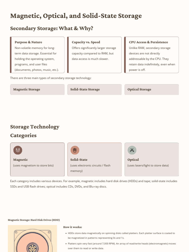 Storage Device Types Explained | PDF | Computer Data Storage | Hard ...
