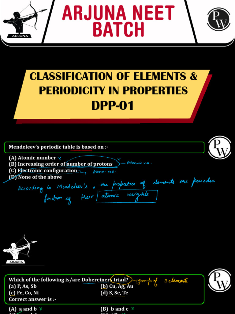 Classification of Elements and Periodicity in Properties - DPP 01 ...