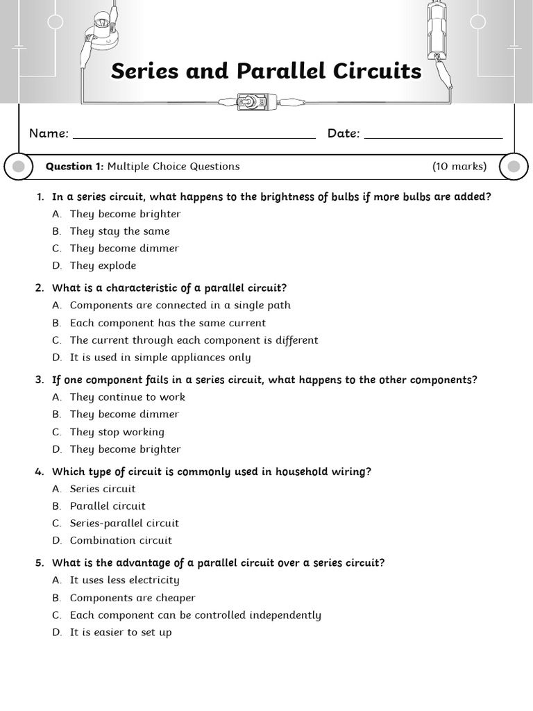 Series and Parallel Circuits Worksheet | PDF | Series And Parallel ...