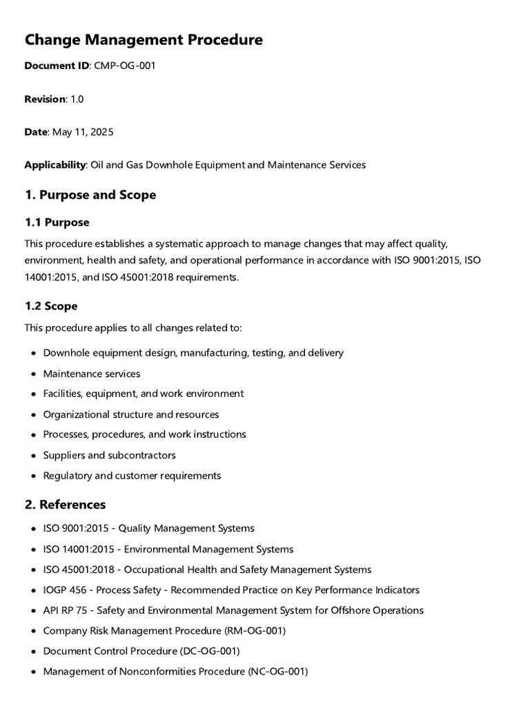 Change Management Procedure Document | PDF