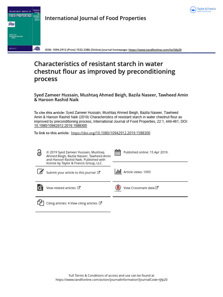 Characteristics of Resistant Starch in Water Chestnut Flour As Improved ...
