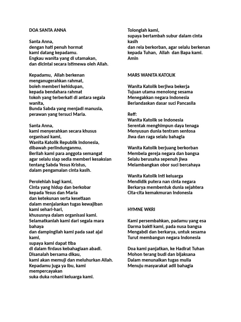 Doa dan Harapan Wanita Katolik | PDF