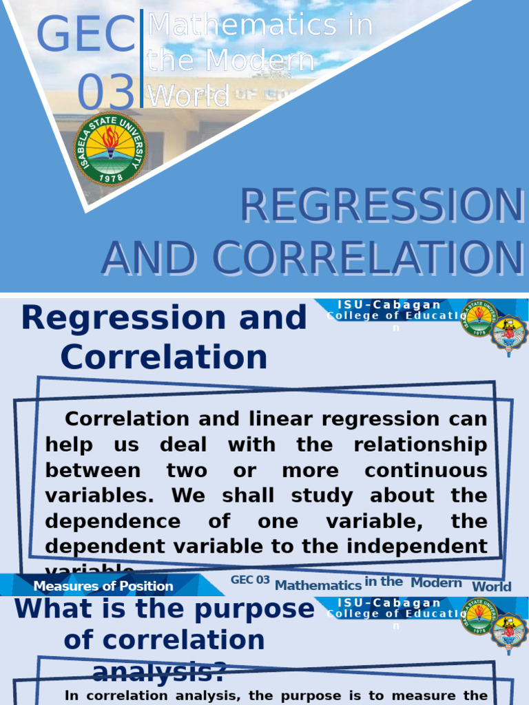 GEC 03 Regression and Correlation | PDF | Dependent And Independent ...