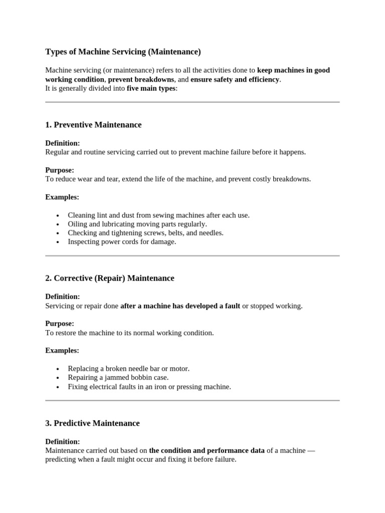 Types of Machine Maintenance Explained | PDF | Mechanical Engineering