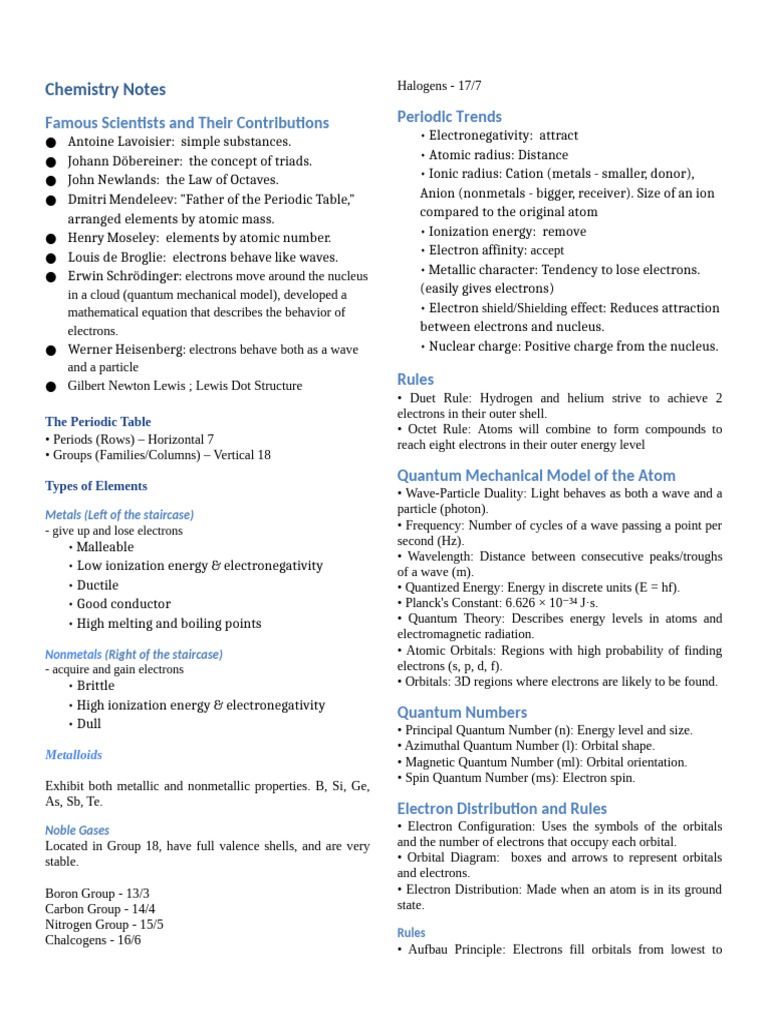 Key Chemistry Concepts and Scientists | PDF | Chemical Bond | Ion