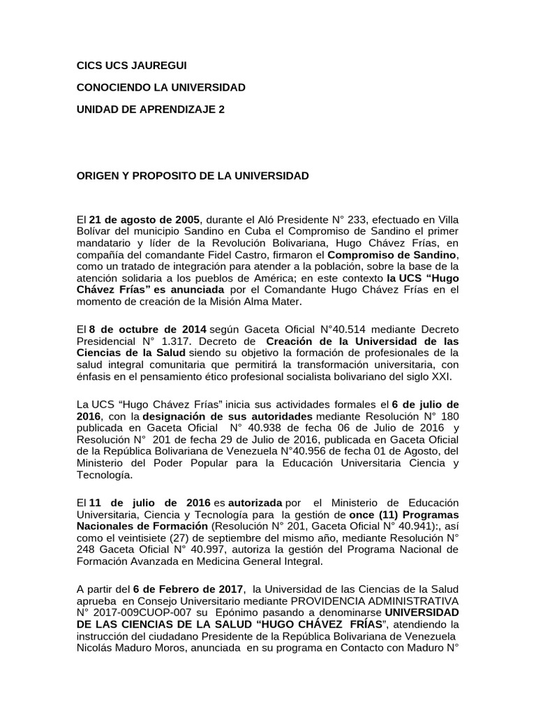 Significado del Logo y Espacios UCS | PDF | Hugo Chavez | Venezuela