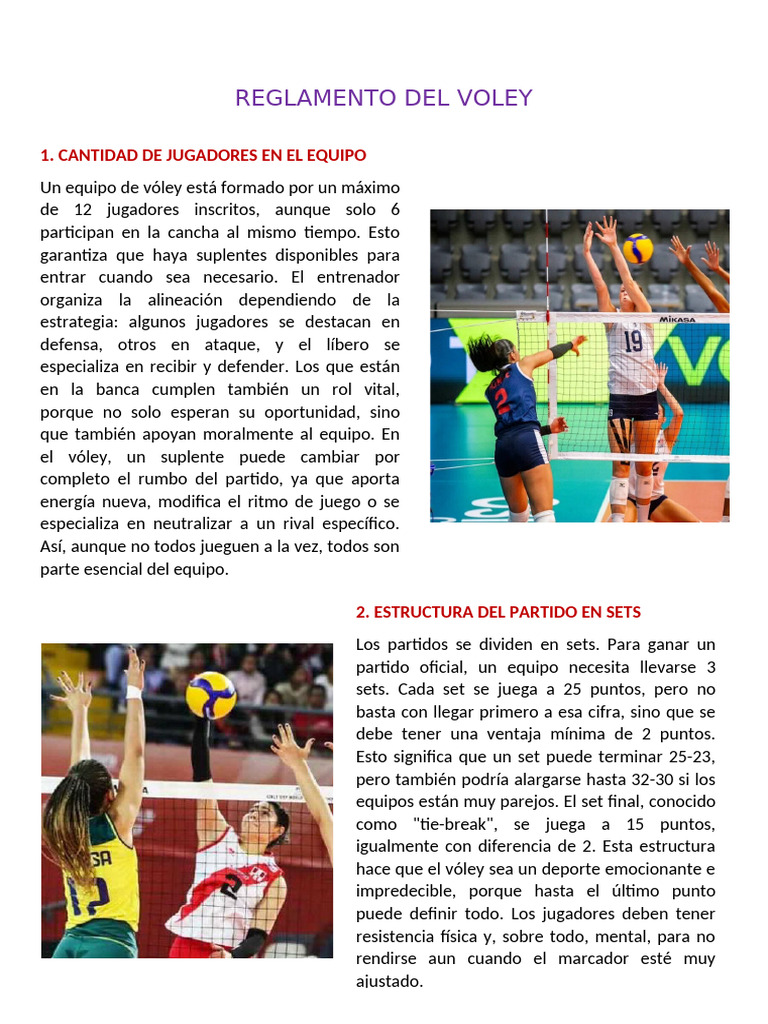 Reglamento del Voleibol: Normas y Estructura | PDF | Vóleibol | Deportes
