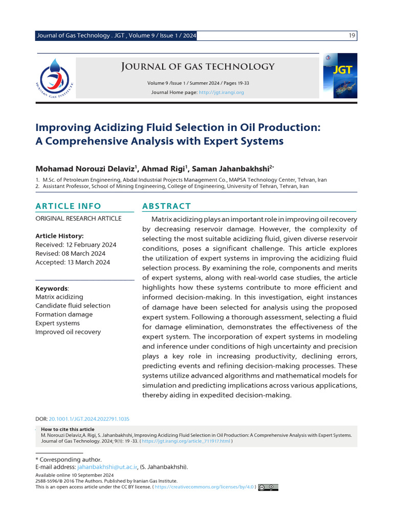Expert Systems for Acidizing Fluid Selection | PDF | Petroleum ...