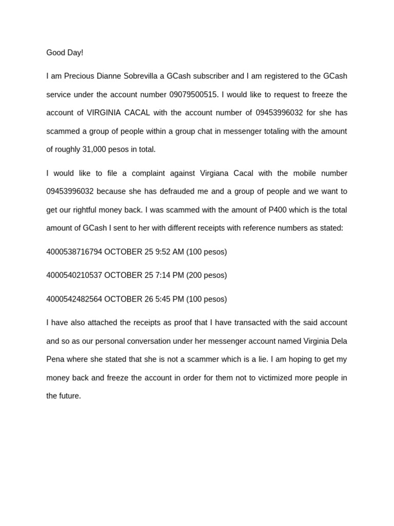 Complaint Against Virginia Cacal | PDF