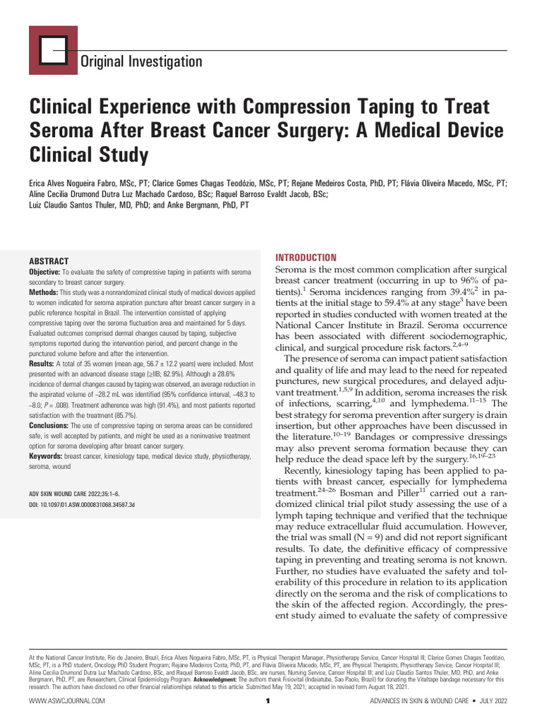 Compression Taping for Seroma Post-Surgery | PDF | Neoplasms | Cancer