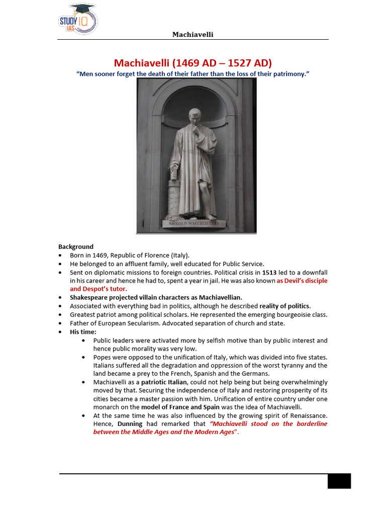 Paper 1 - Part 1 - 17 Nov 2023 - (Machiavelli) 1 PM | PDF | Niccolò ...