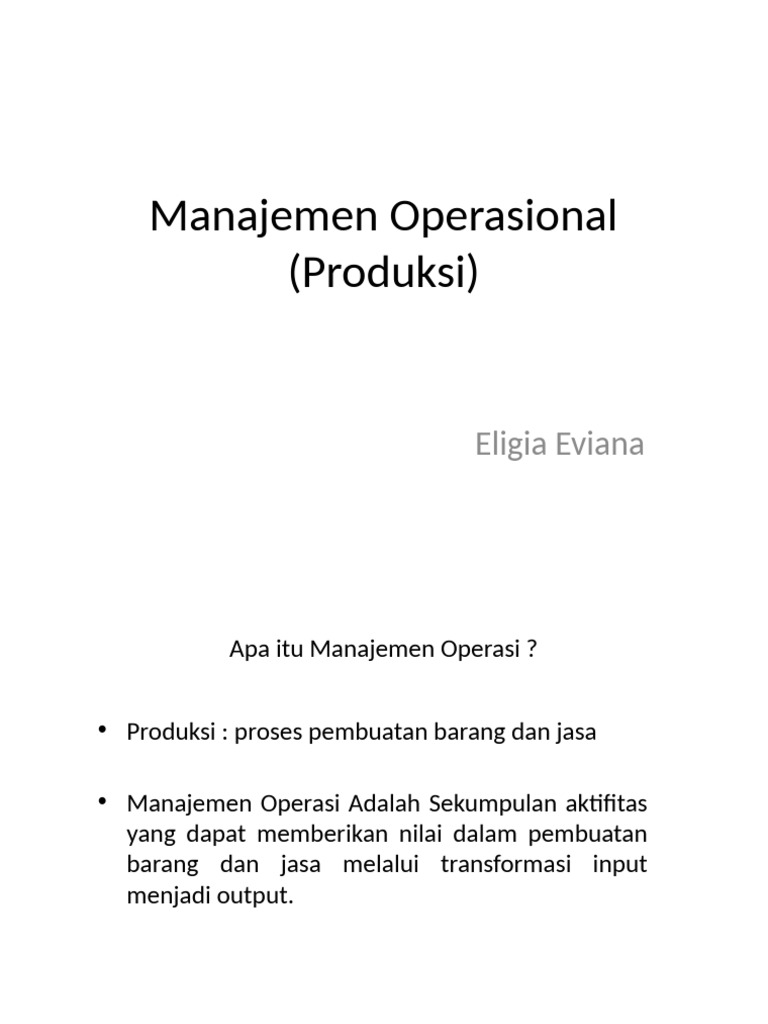 Manajemen Operasional: Produksi dan Jasa | PDF