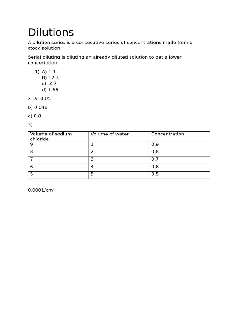 Dilution S | PDF