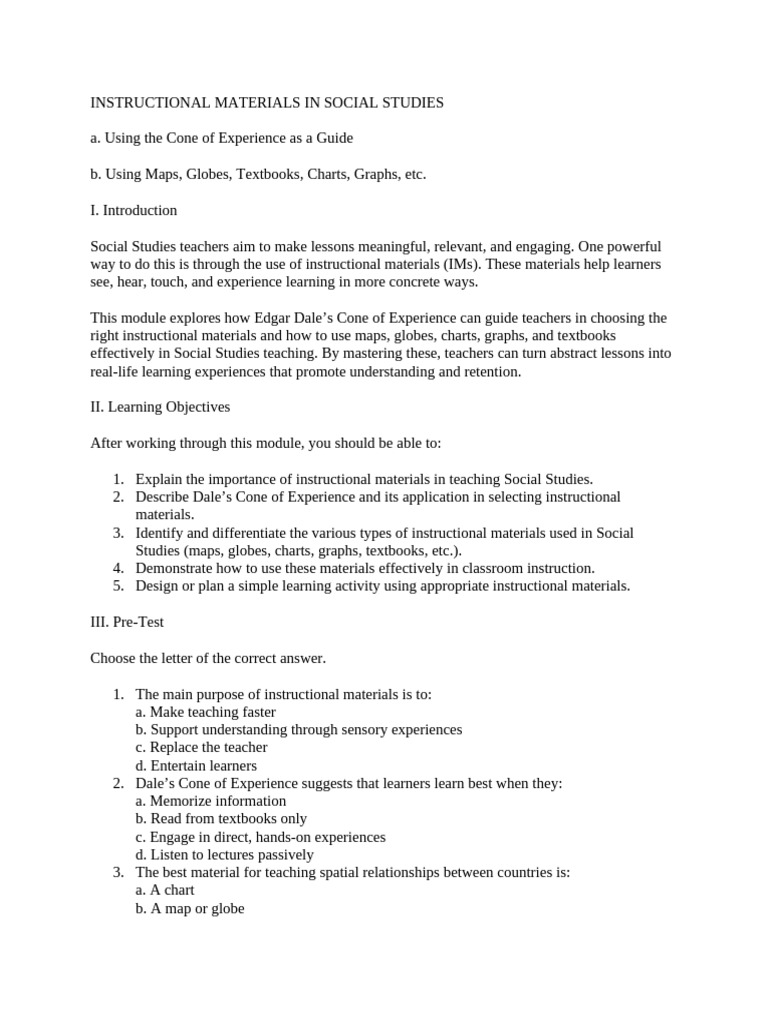 Effective Social Studies Instructional Materials | PDF | Learning | Map