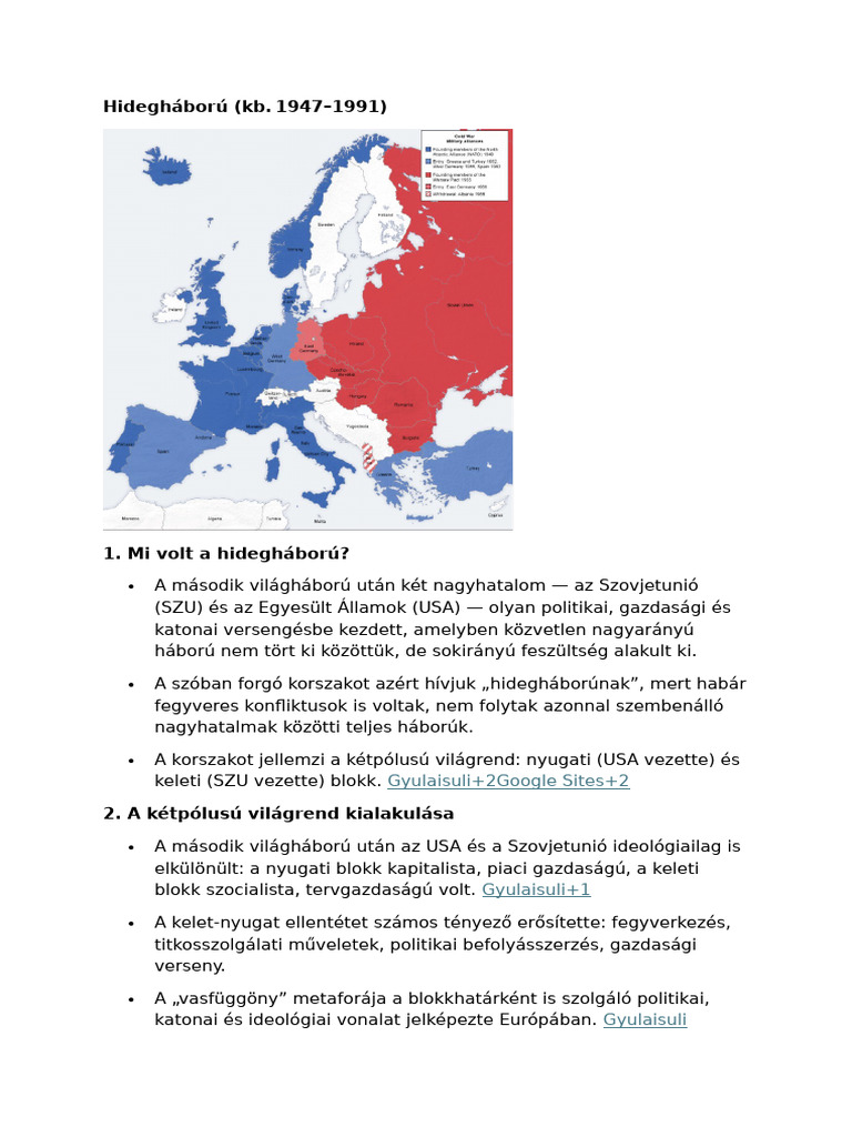 Hidegháború Összefoglalása | PDF