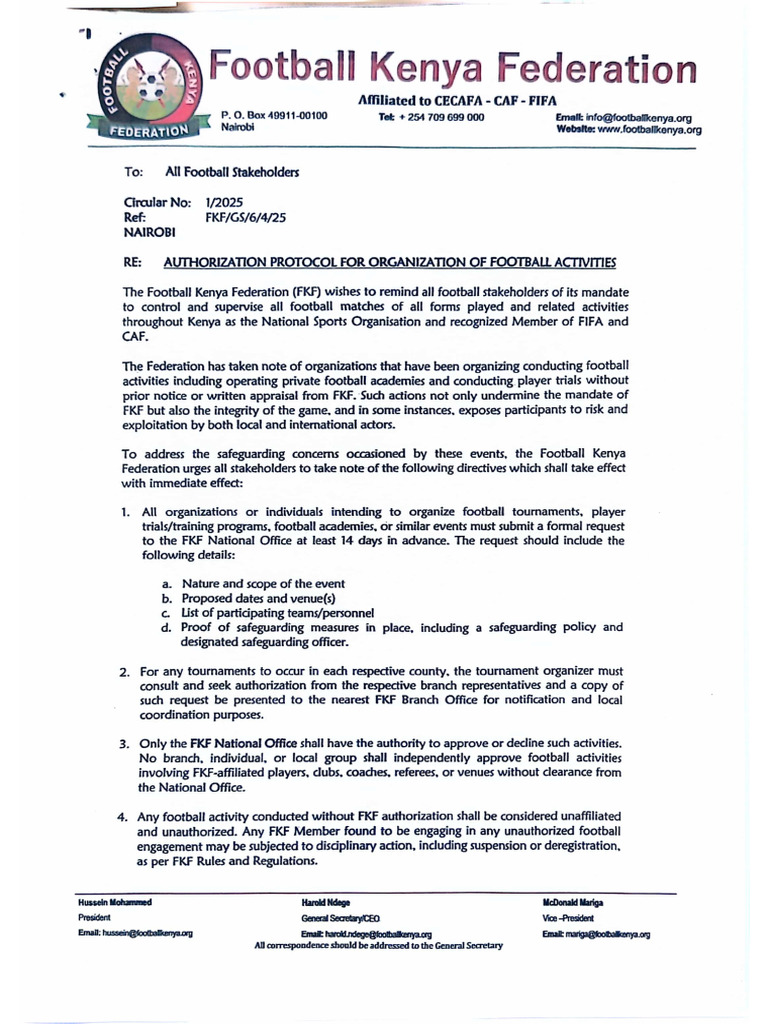 FKF Circular. | PDF