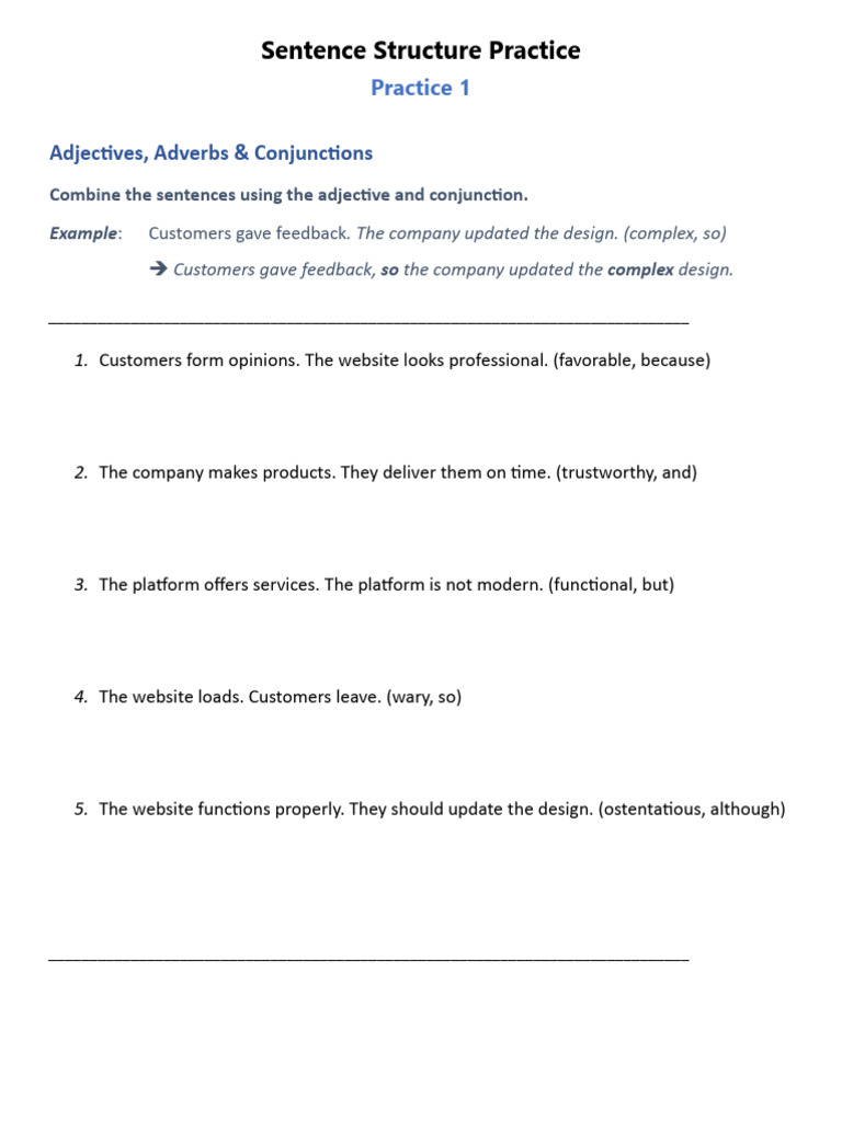 SentenceStructure Conjunctions | PDF