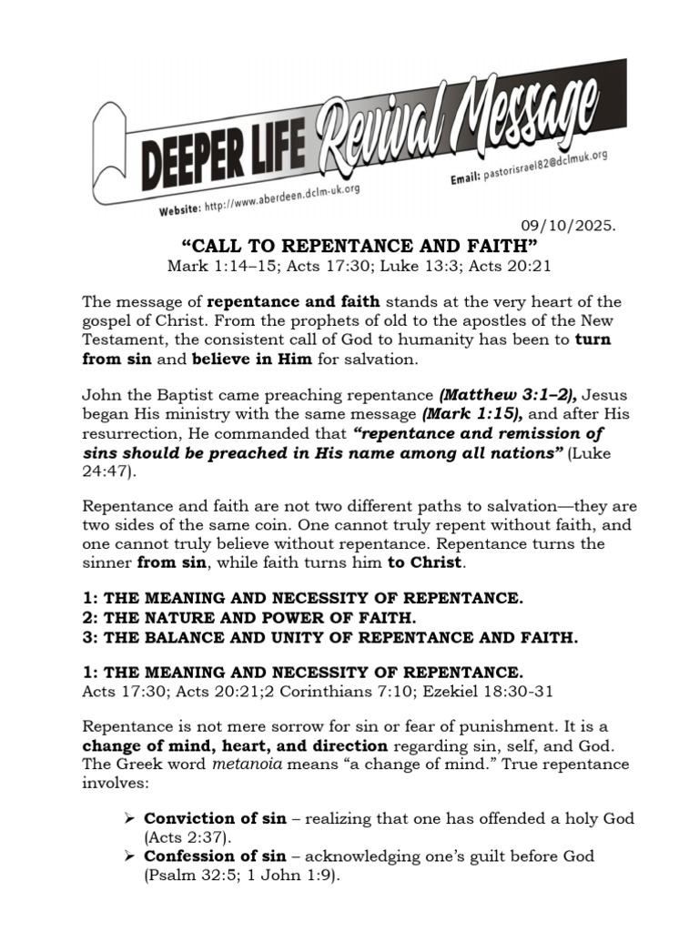 Call to Repentance and Faith in Christ | PDF | Jesus | Salvation