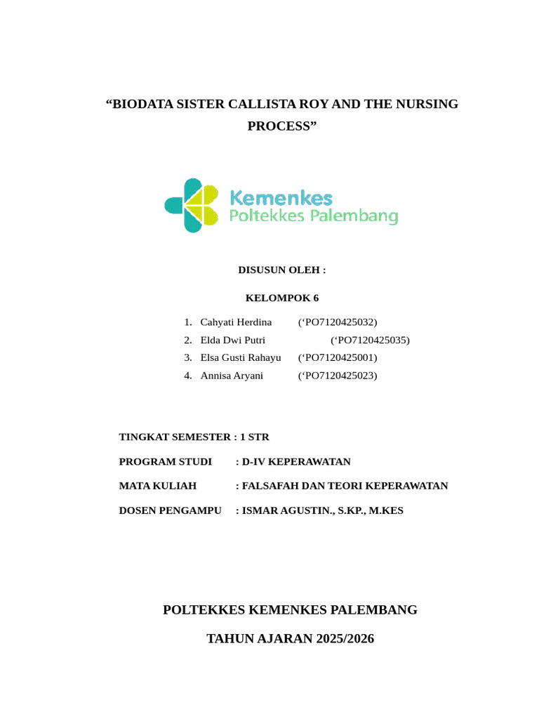 Biodata Sister Callista Roy dan Proses Keperawatan | PDF