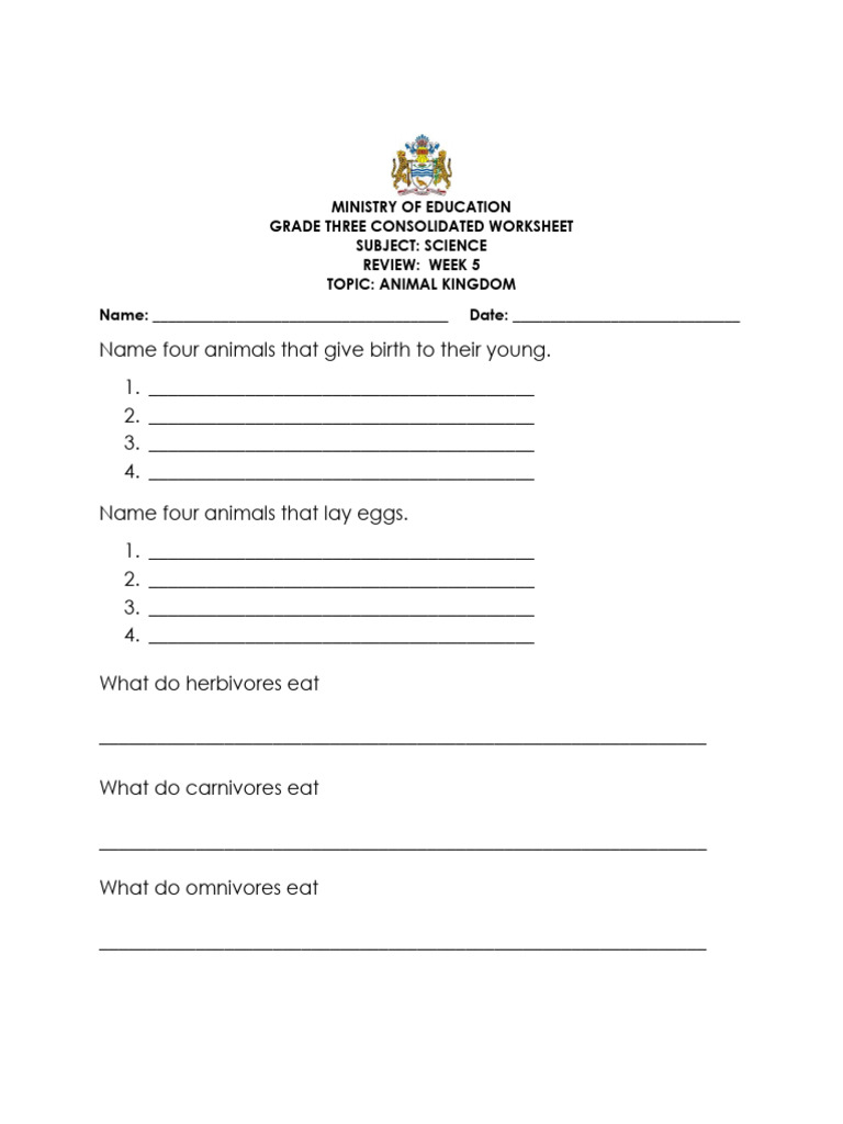 Grade 3 Science Week 5 Review - 2022 - Consolidated Worksheet | PDF