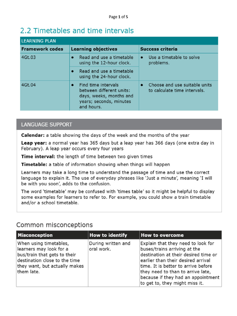 Time Tables and Time Interval | PDF