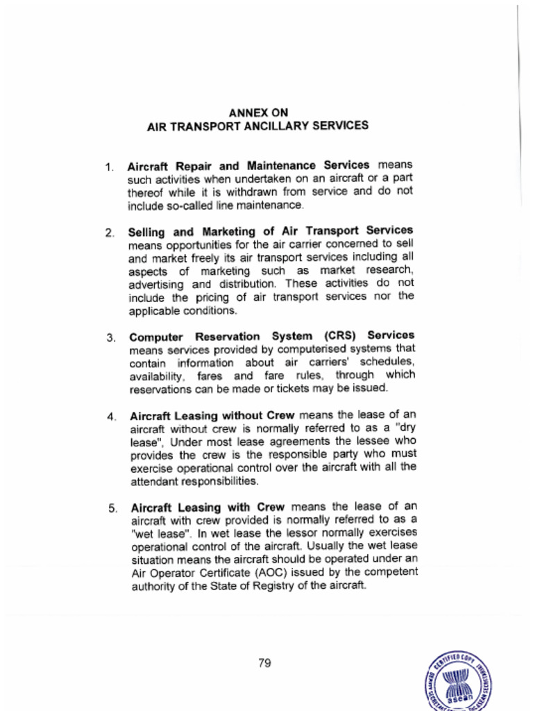 ATISA Annex On Air Transport Ancillary Services | PDF