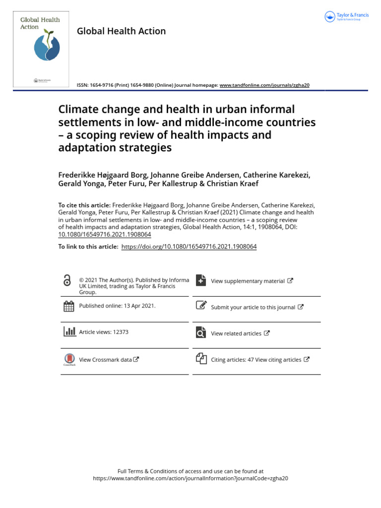 Climate Change and Health in Urban Informal Settlements in Low - and Middle-Income Countries A ...