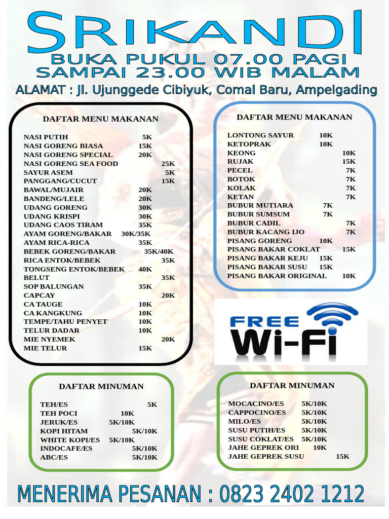 Menu Srikandi Cafe & Resto | PDF
