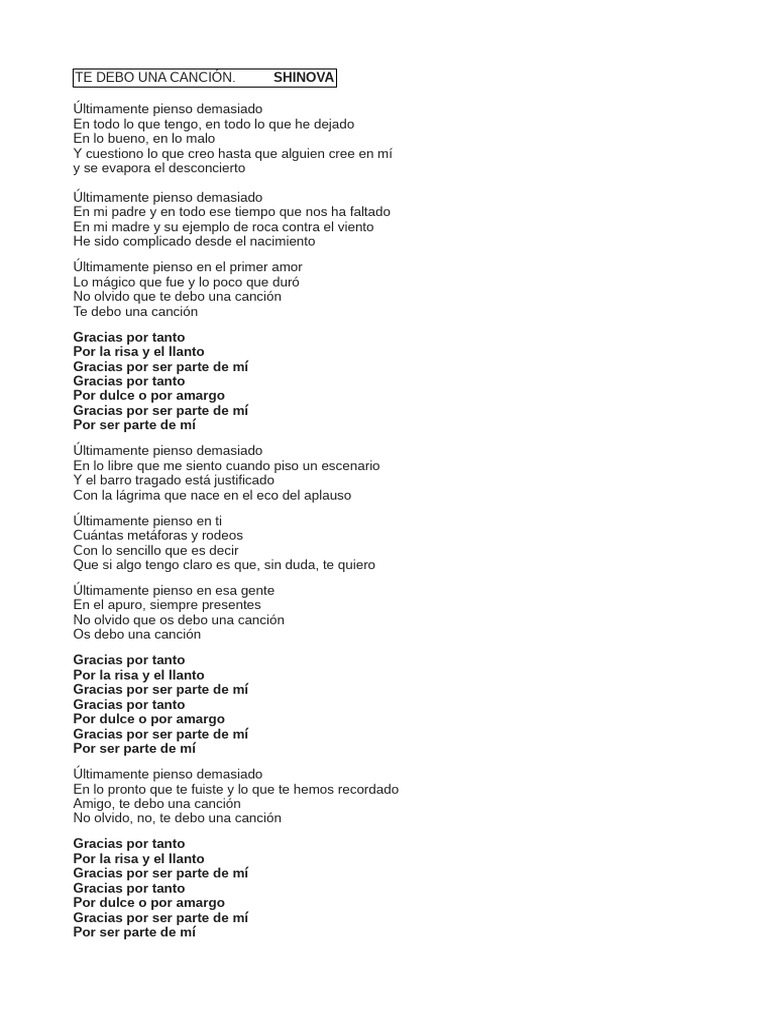 Te Debo Una Canción | PDF