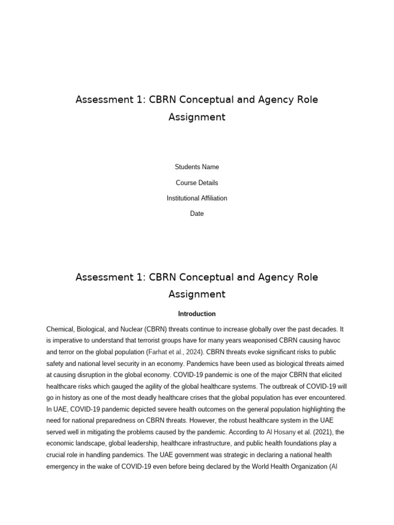 CBRN Threats and UAE's COVID-19 Response | PDF | Pandemic | Human ...
