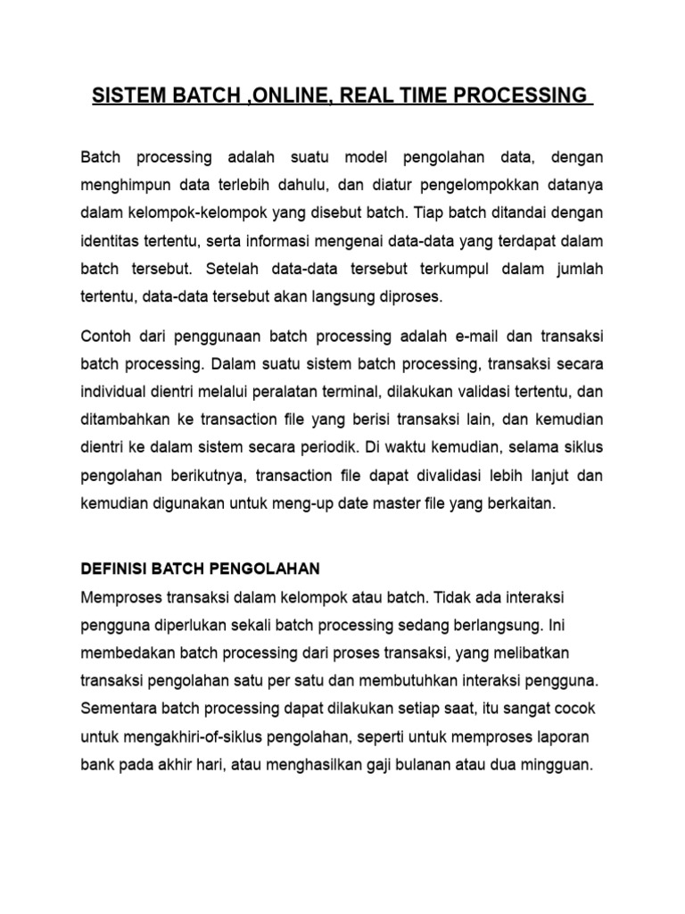 Sistem Operasi 07 (Sistem Batch, Online, Real Time Processing) | PDF ...