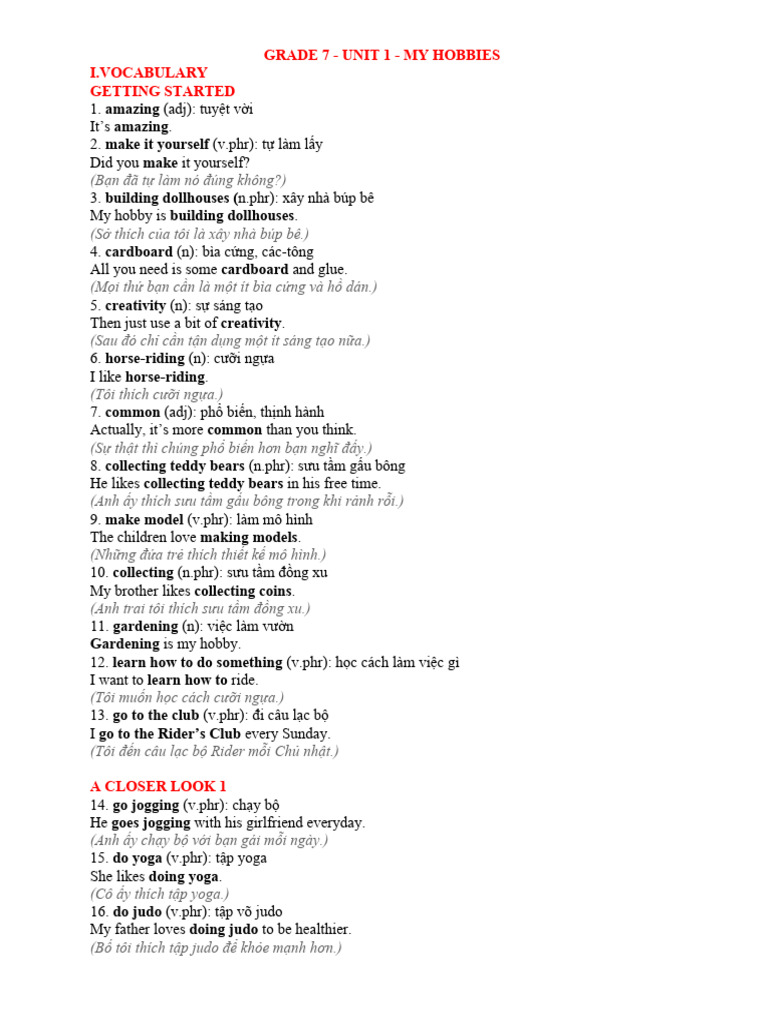 Grade 7 - Unit 1 | PDF
