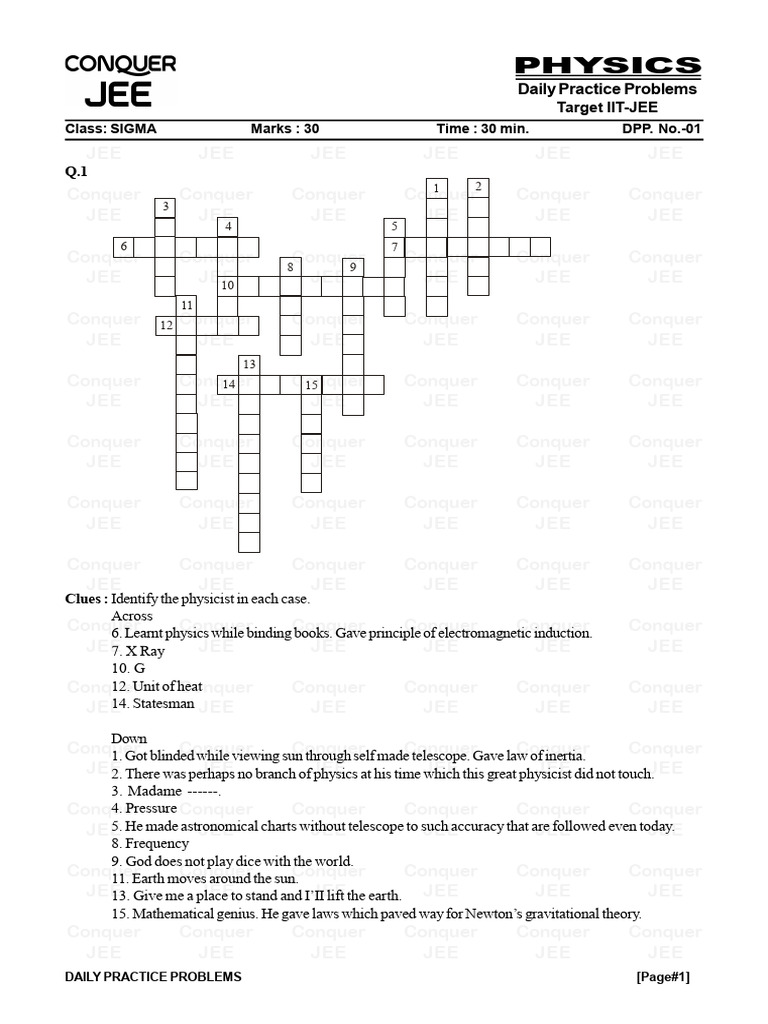 Daily Practice Problems for JEE Physics | PDF | Force | Momentum