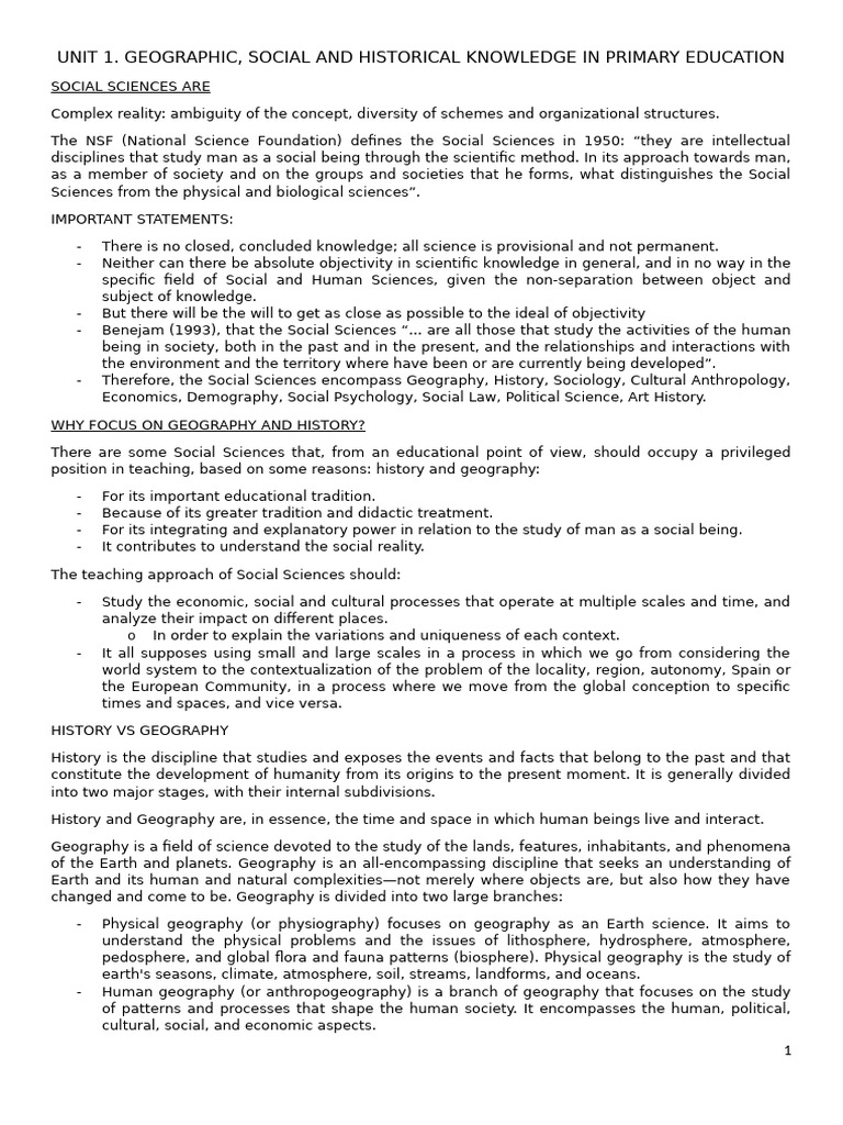 Teaching Social Sciences in Primary Education | PDF | Geography ...