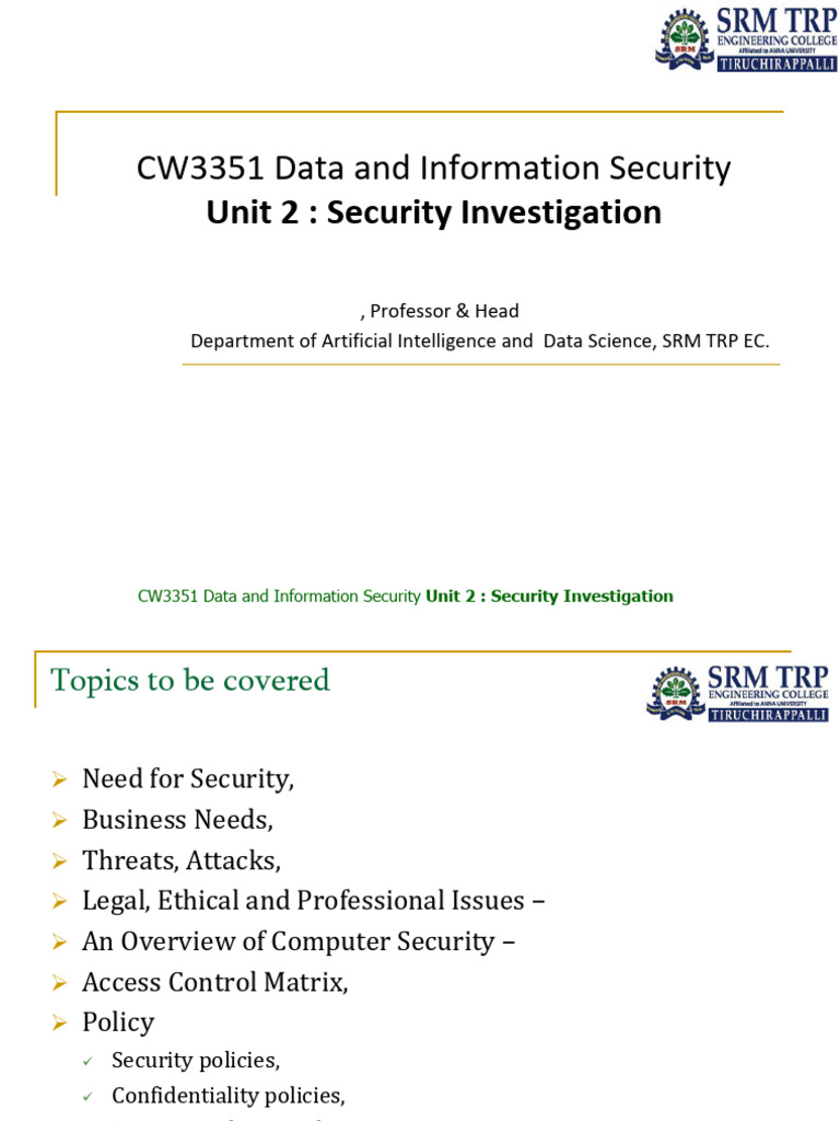CW3351 Data and Information Security - Unit 2 Security Investigation ...