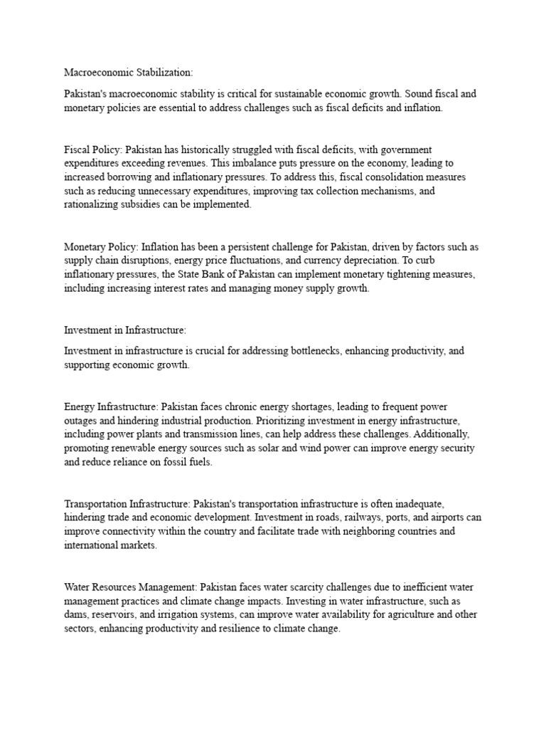 Pakistan's Path to Macroeconomic Stability | PDF | Infrastructure ...