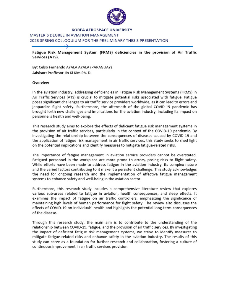(Sample) Preliminary Presentation Overview | PDF | Risk Management | Risk