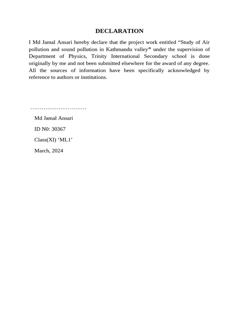 Physics Declaration | PDF
