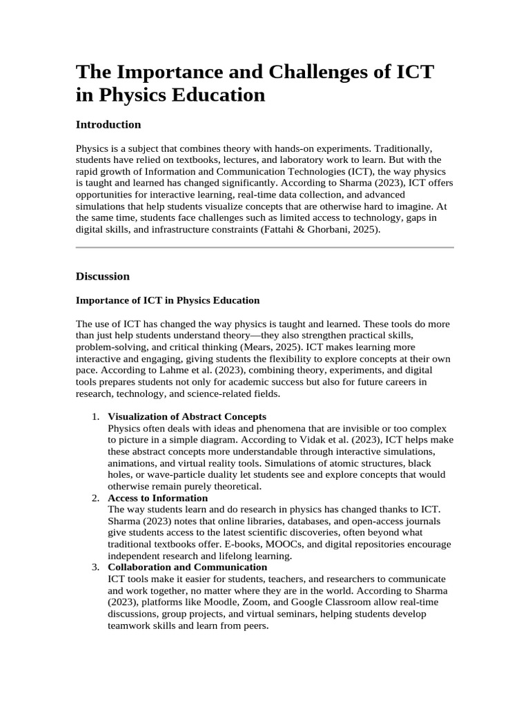 ICT's Role in Transforming Physics Education | PDF | Educational ...