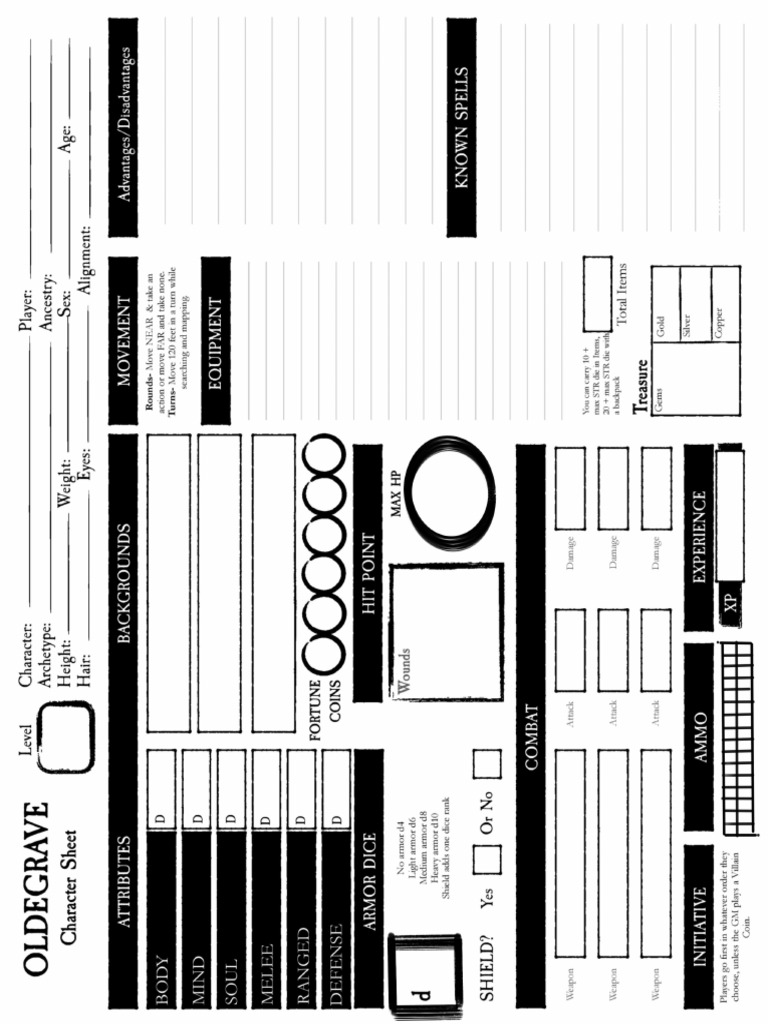 Oldegrave Character Sheet | PDF