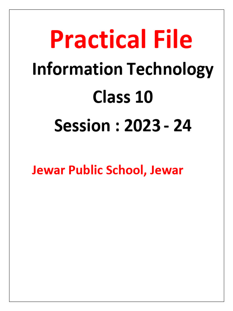 IT 402 Practical File Class 10th | PDF | Spreadsheet | Worksheet