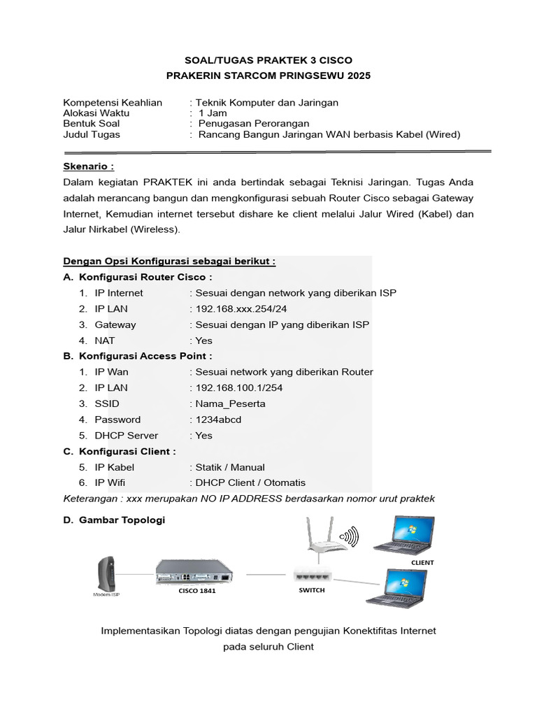 Rancang Jaringan WAN Kabel Cisco 2025 | PDF