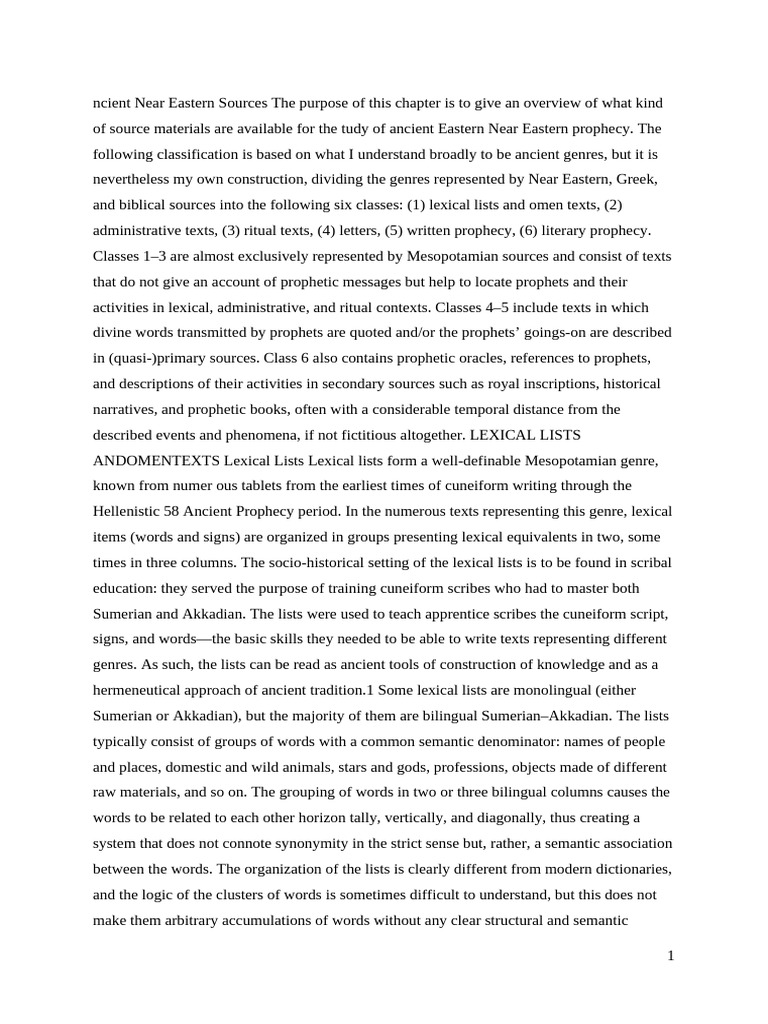 Ncient Near Eastern Sources The Purpose of This Chapter Is To Give An ...