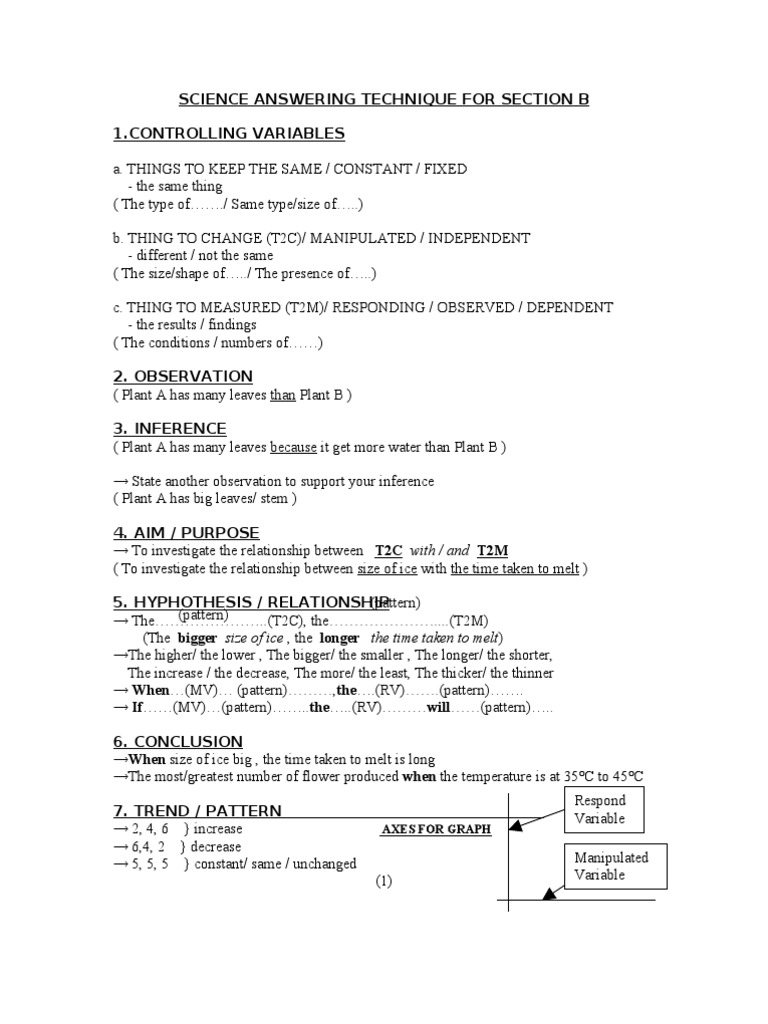 Science Answering Technique For Section B | PDF