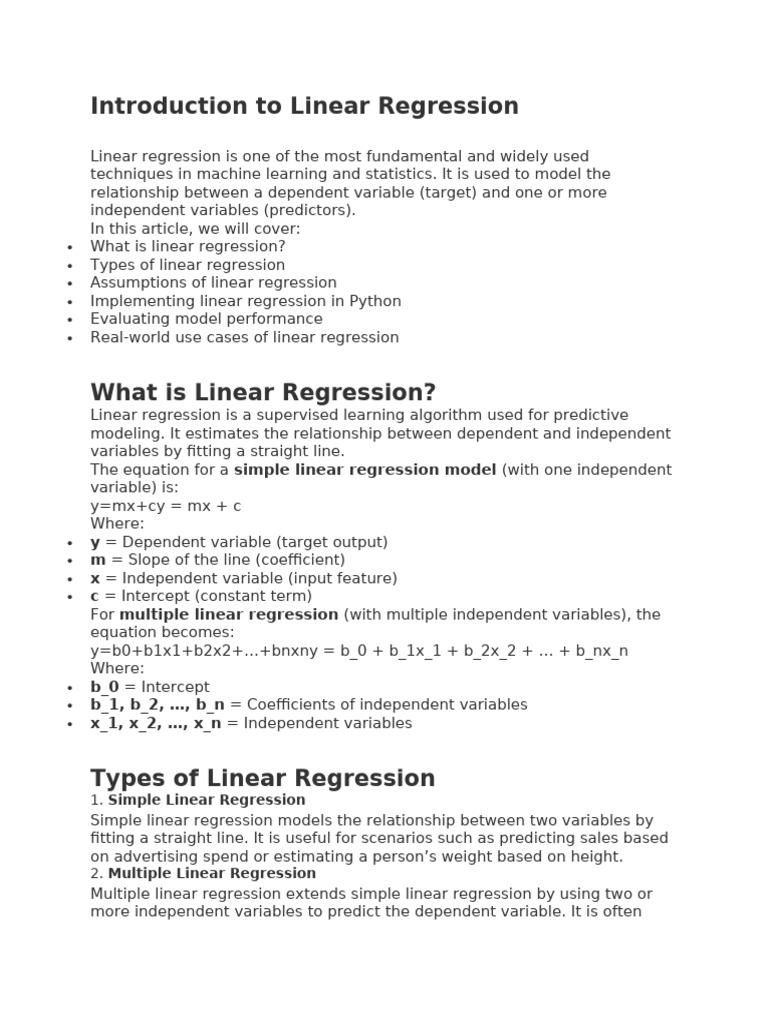 Linear Regression Models | PDF | Linear Regression | Regression Analysis