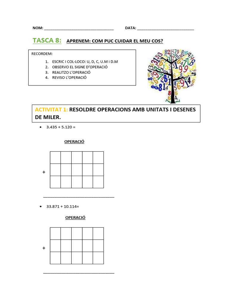 Tasca 8 - Practiquem Fent Operacions | PDF