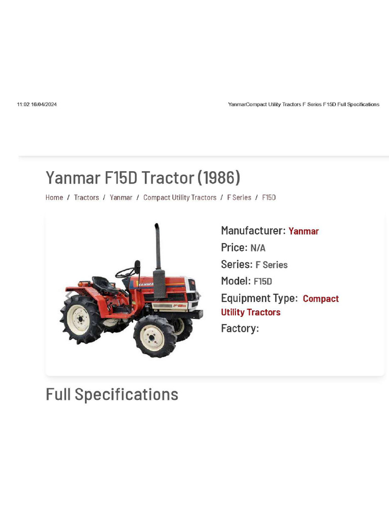 Tractor - Yanmar f15d | PDF