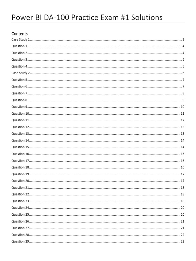 Power BI Exam 1 Solutions | PDF | Microsoft Sql Server | Databases