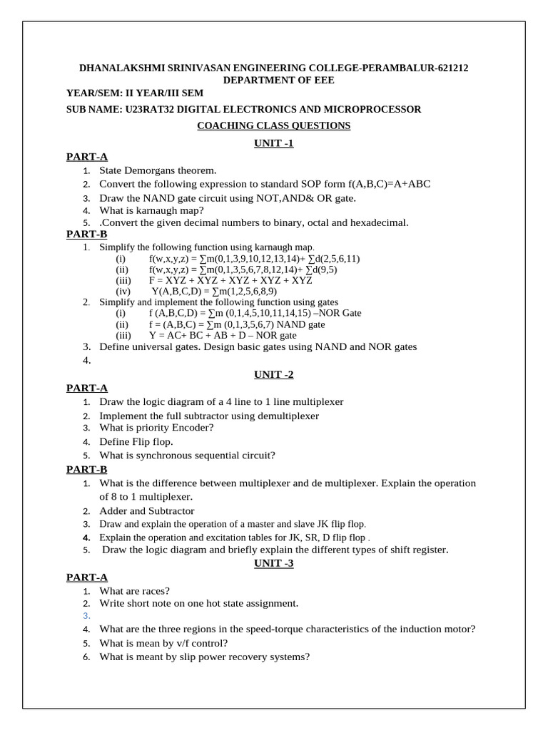 Digital Electronics & Microprocessor Guide | PDF | Logic Gate ...