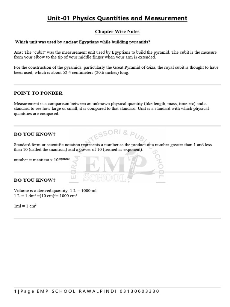 Physics Unit 1 | PDF | Significant Figures | International System Of Units